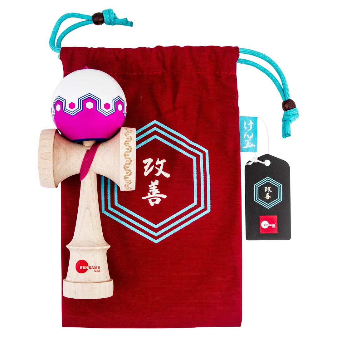 Kaizen Origami - Luna Shape - Superstick - White & Pink – Kendama USA