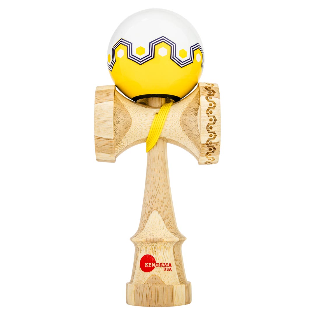 Kaizen Origami - Luna Shape - Superstick - White & Yellow – Kendama USA